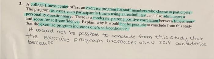 Solved 2. A college fitness center offers an exercise | Chegg.com