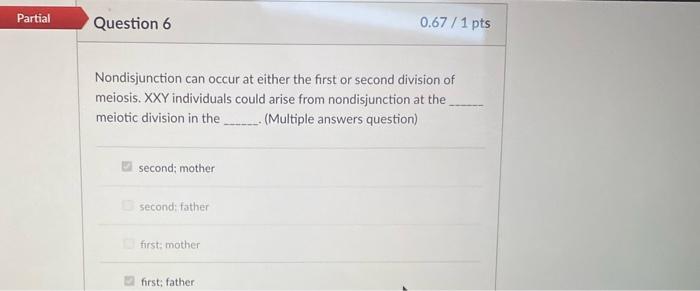 Solved Nondisjunction can occur at either the first or | Chegg.com