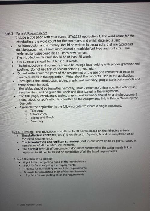 Solved STA2023 Application: Sample Data, Statistics, and the | Chegg.com