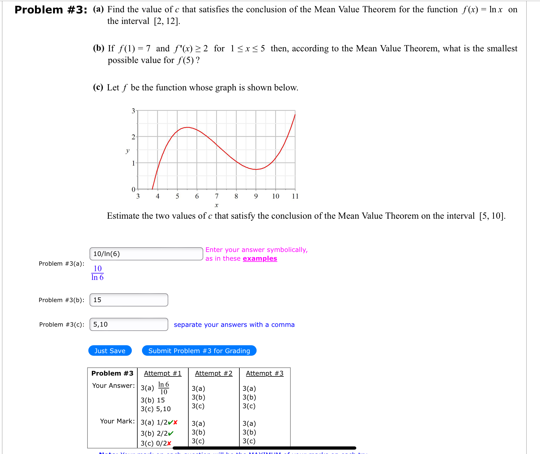 Solved Problem #3: (a) ﻿Find the value of c ﻿that satisfies | Chegg.com