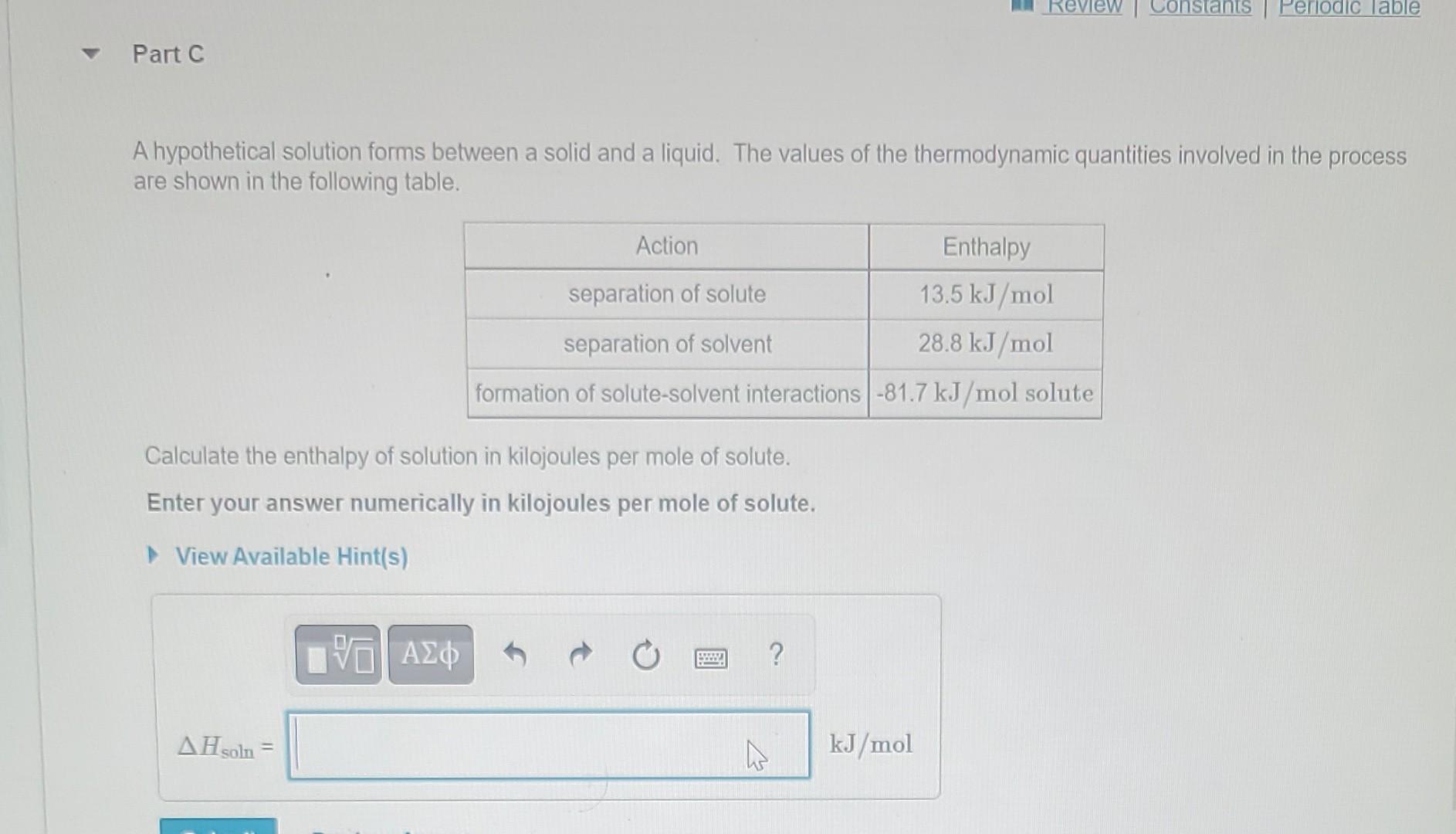 Solved A hypothetical solution forms between a solid and a | Chegg.com