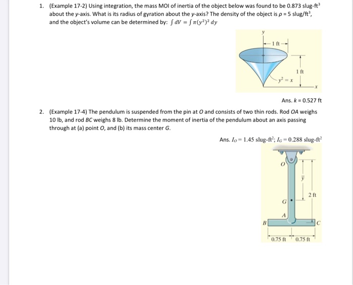 Solved 1. (Example 17-2) Using integration, the mass MOI of | Chegg.com