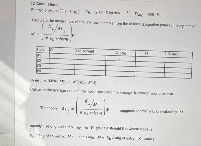 For cyclohexane (C 6HC10):Kb=2.79Kkgmol−1;TNbp=356 K | Chegg.com