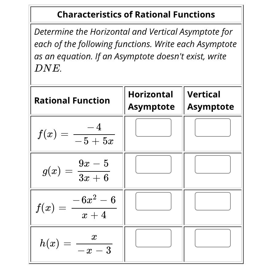 Solved Determine the Horizontal and Vertical Asymptote for | Chegg.com