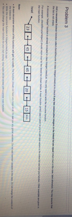 Solved Add A Recursive Boolean Function Called Checkrecurse 3397
