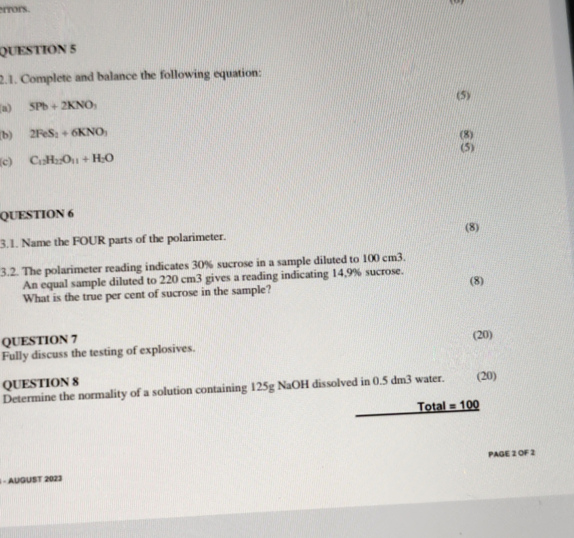 Solved QUESTION 52.1. ﻿Complete and balance the following | Chegg.com