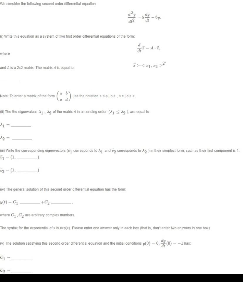 Solved We consider the following second order differential | Chegg.com