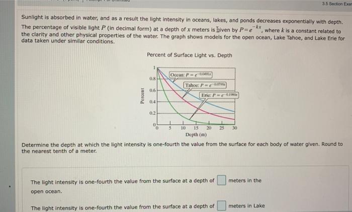 Solved Sunlight is absorbed in water, and as a result the | Chegg.com