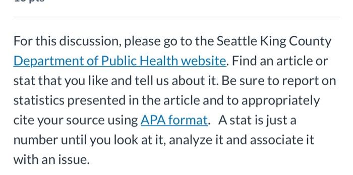 Solved For this discussion, please go to the Seattle King | Chegg.com