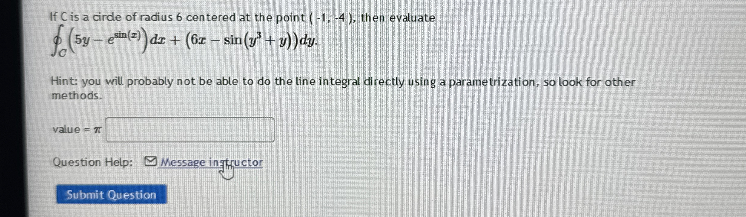 Solved If C ﻿is a circle of radius 6 ﻿centered at the point | Chegg.com