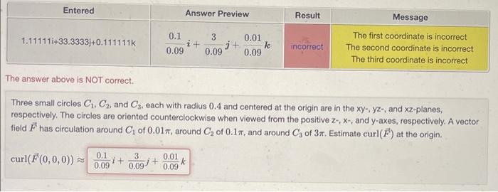 Solved The answer above is NOT correct. Three small circles | Chegg.com