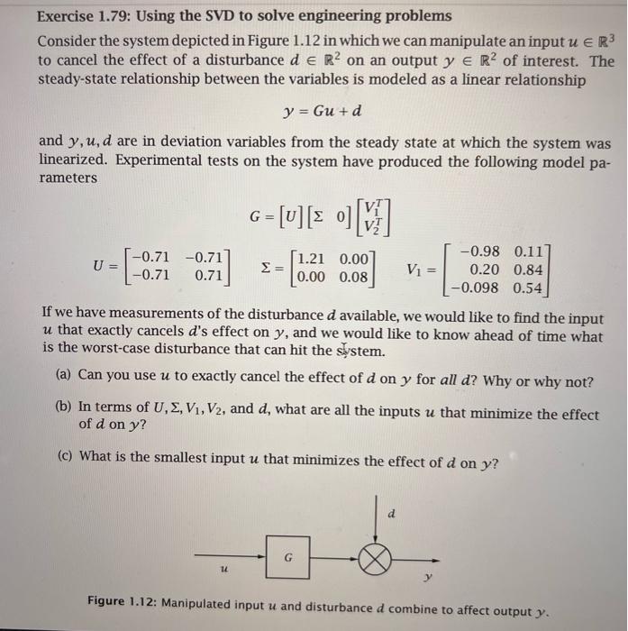 Exercise 1.79: Using the SVD to solve engineering | Chegg.com