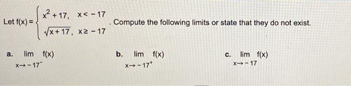 Solved Let f(x)={x2+17,x+17,x