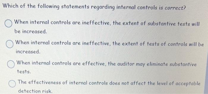 Solved Which of the following statements regarding internal | Chegg.com