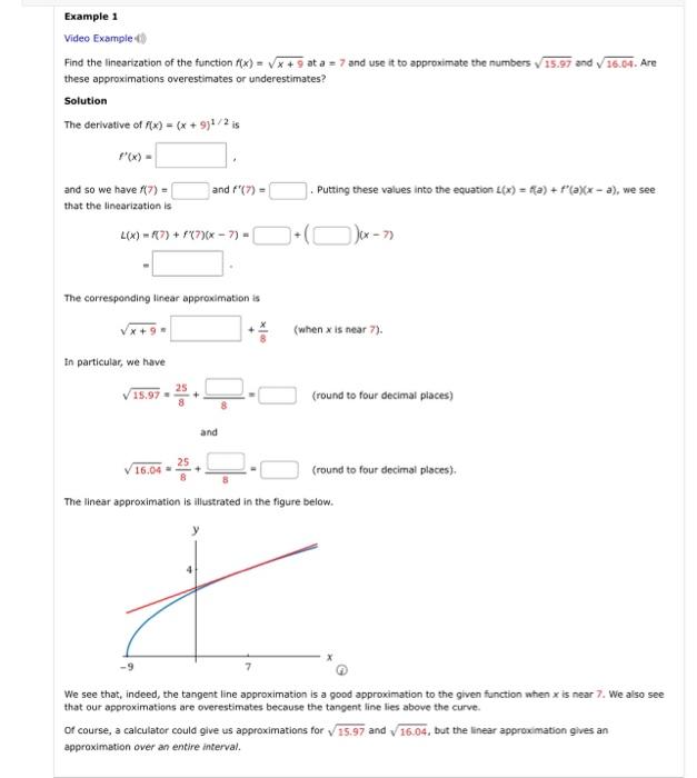 Solved Example 1 Video Example 4 To Find The Linearization
