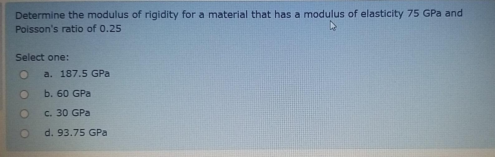 Solved Determine the modulus of rigidity for a material that | Chegg.com