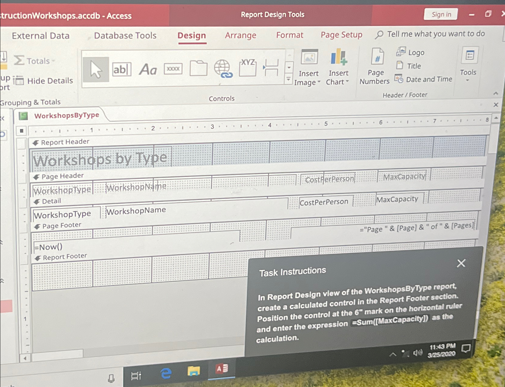 Solved Task Instructionsin Report Design View Of The 
