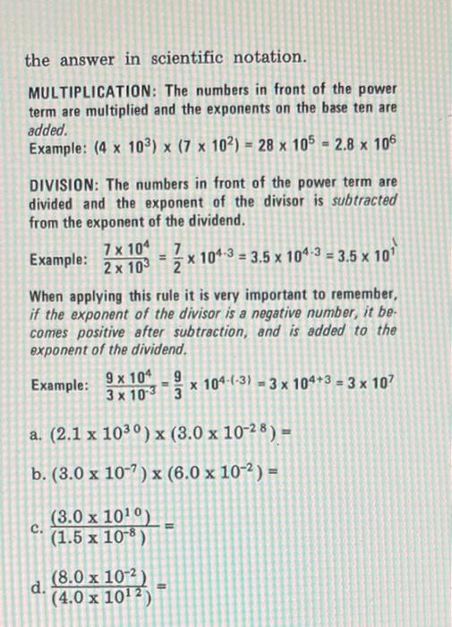 Solved the answer in scientific notation. MULTIPLICATION: | Chegg.com
