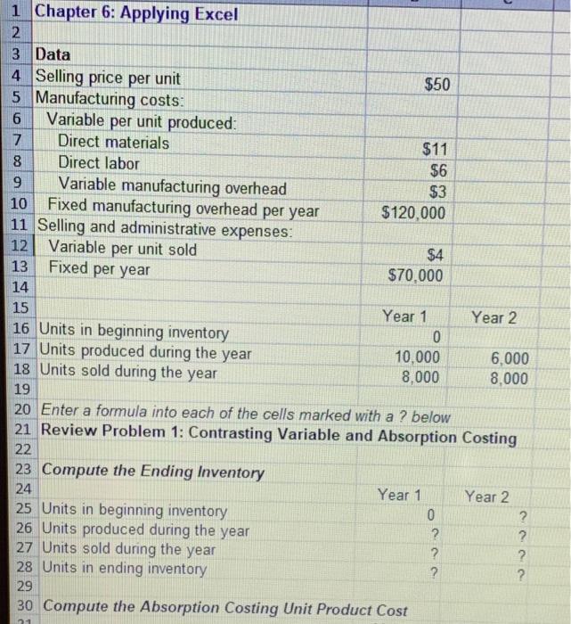 Solved Required information Chapter 6: Applying Excel (Algo) | Chegg.com