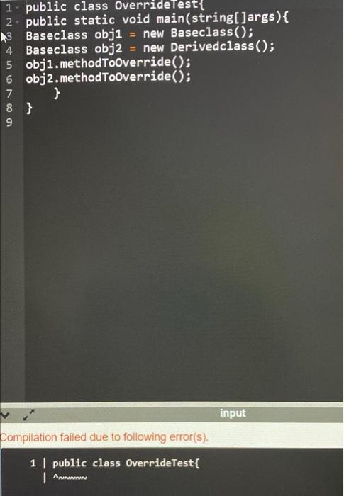 Solved 1. public class Override Test{ 2. public static void | Chegg.com