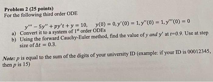 Solved Problem 2 (25 points) For the following third order | Chegg.com