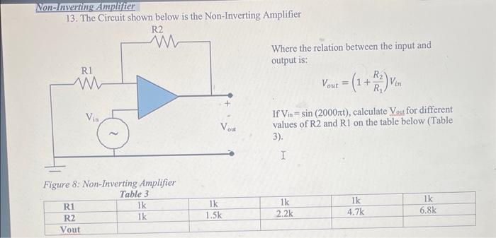 Solved Non-Inverting Amplifier 13. The Circuit shown below | Chegg.com