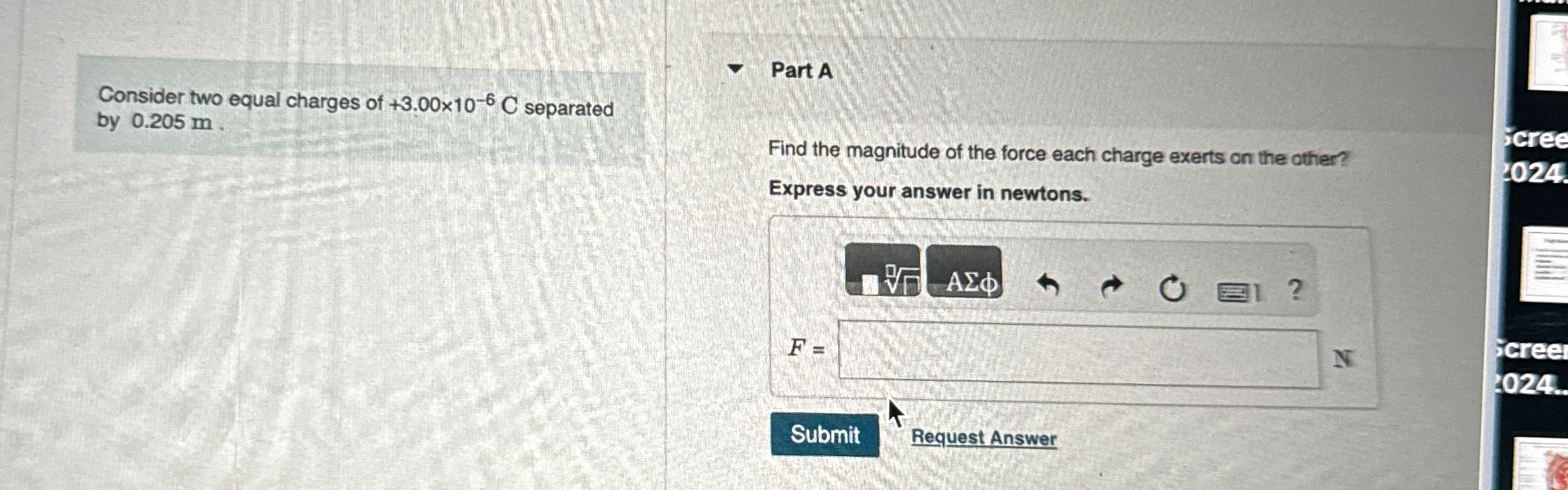 Solved Consider two equal charges of +3.00×10-6C ﻿separated | Chegg.com
