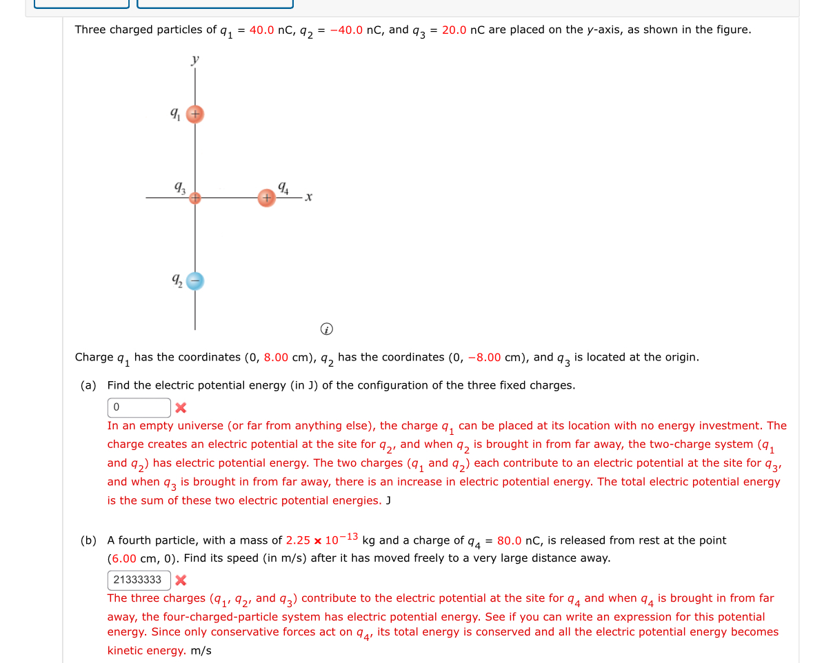 Solved Three charged particles of q1=40.0nC,q2=-40.0nC, ﻿and | Chegg.com