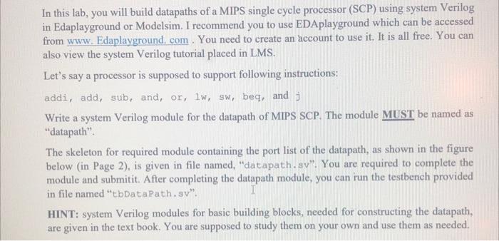 Solved Module Datapathinput Logic Clk Resetinput Logic 6512