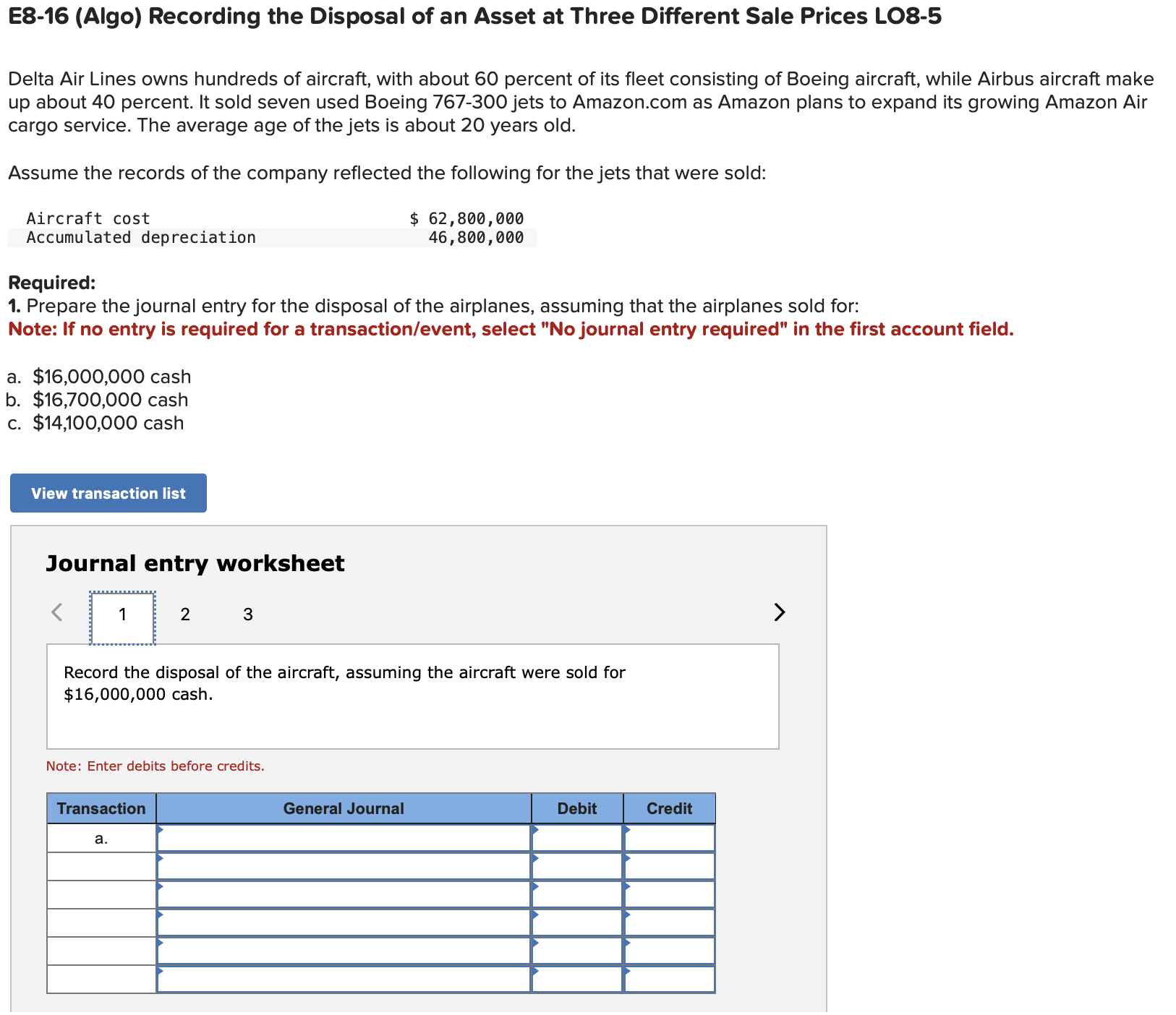 Solved E8-16 (Algo) ﻿Recording the Disposal of an Asset at | Chegg.com