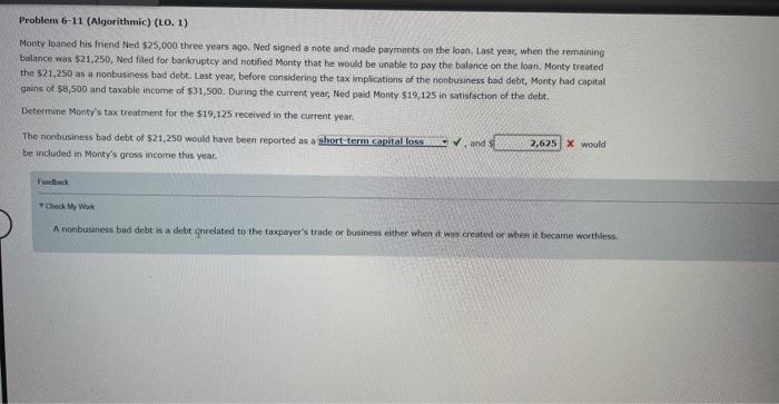 Solved Problen 6-11 (Algorithmic) (L0,1) Monty loaned his | Chegg.com