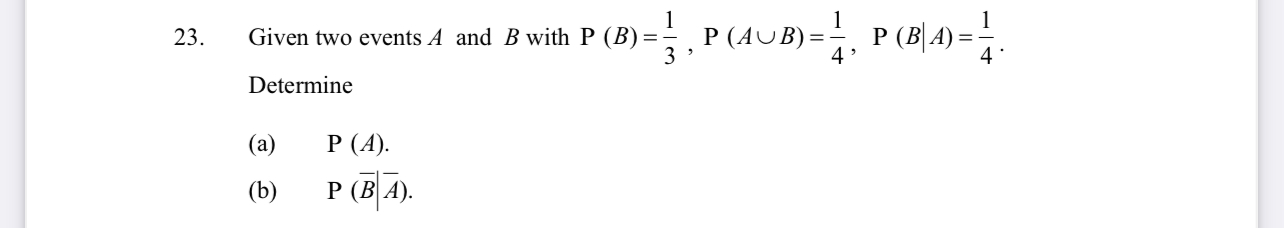 Given two events A and B ﻿with | Chegg.com