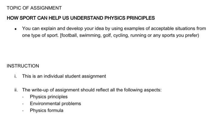 Solved TOPIC OF ASSIGNMENT HOW SPORT CAN HELP US UNDERSTAND | Chegg.com
