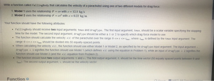 Solved Write a function called fallingBody that calculates | Chegg.com
