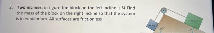 Solved 2. Two inclines: In figure the block on the left | Chegg.com