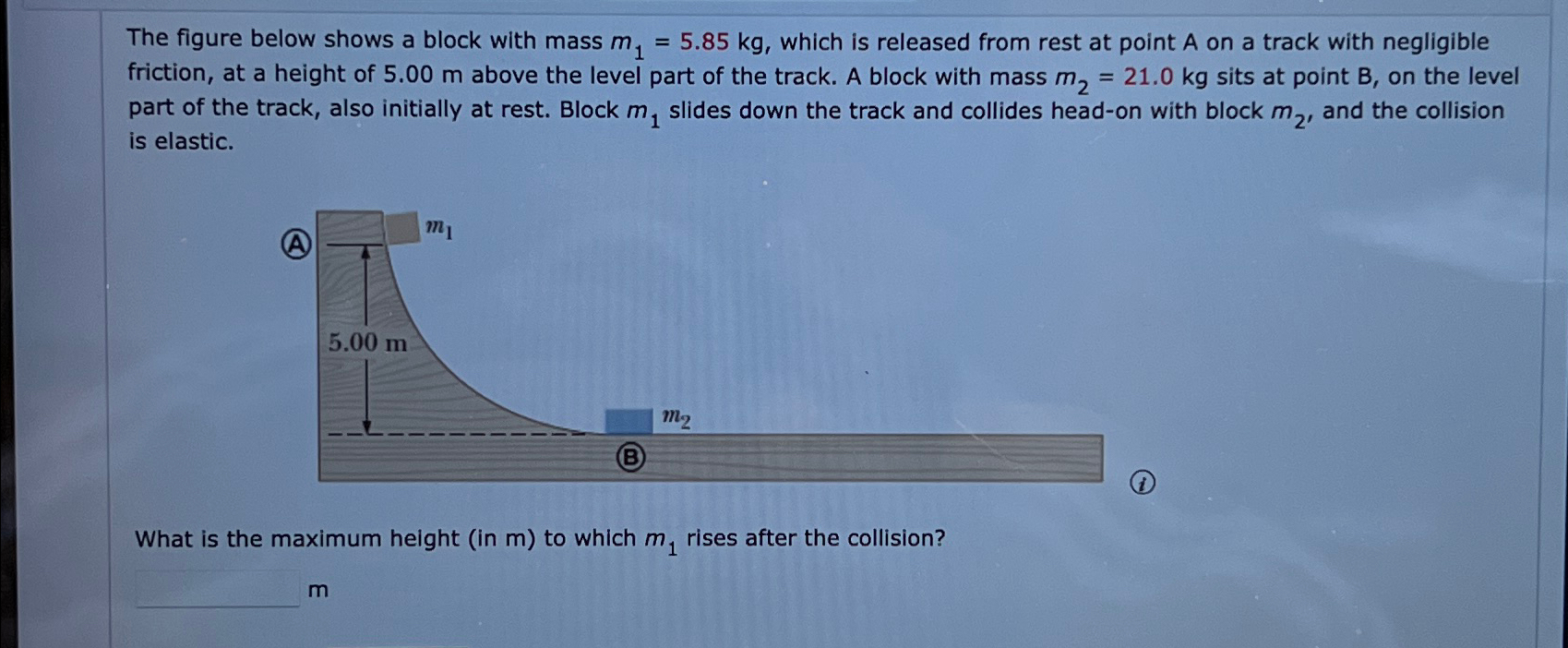The figure below shows a block with mass m1=5.85kg, | Chegg.com
