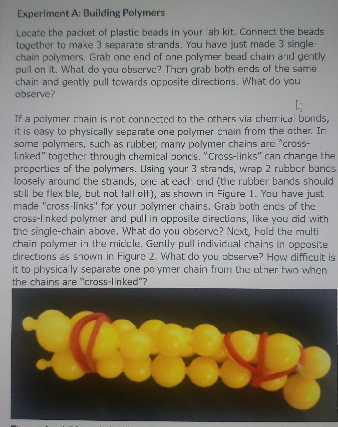 Solved Experiment A: Building Polymers Locate the packet of | Chegg.com