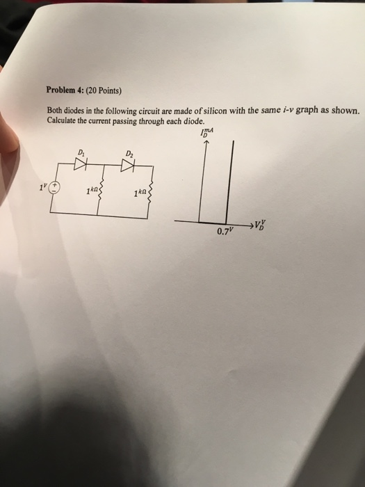 Solved Problem 4: (20 Points) Both diodes in the following | Chegg.com
