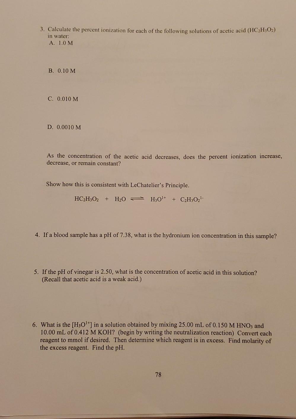 Solved 3. Calculate the percent ionization for each of the | Chegg.com