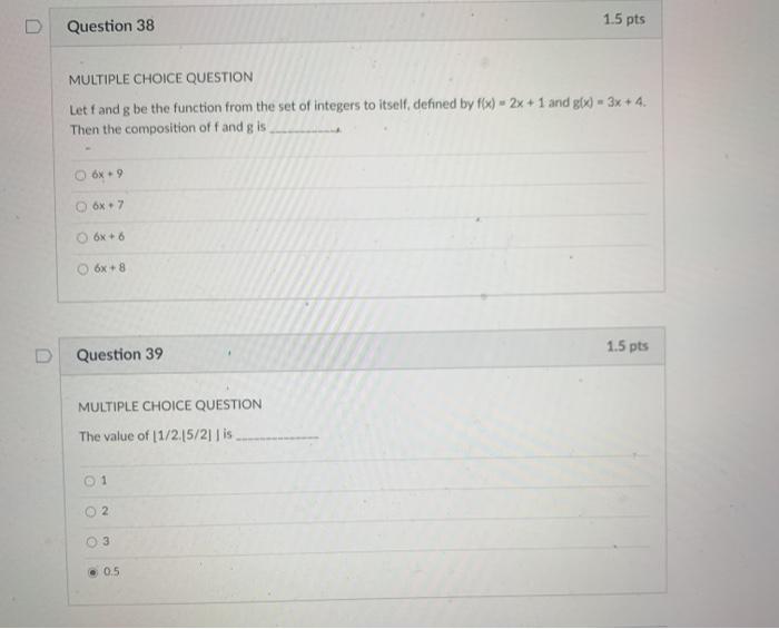 Solved Question 38 1.5 pts MULTIPLE CHOICE QUESTION Letf and | Chegg.com