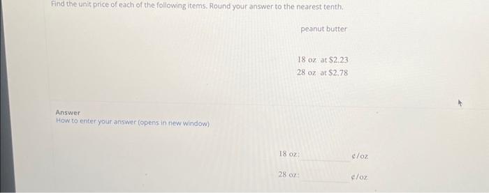 Solved Find the unit price of each of the following items. | Chegg.com