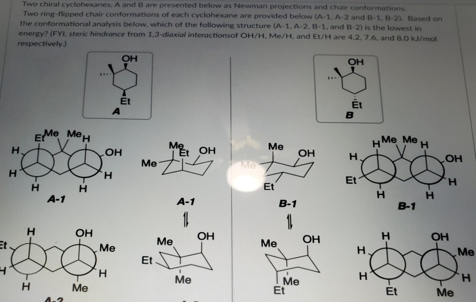 Solved two chiral cyclohexanes, A and B are presented below | Chegg.com