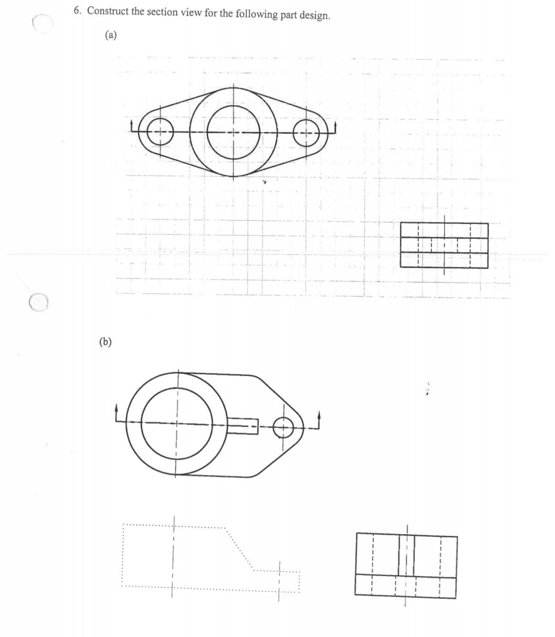6. Construct the section view for the following part | Chegg.com