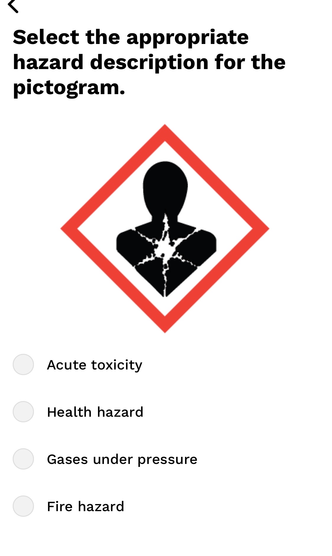 Solved Select the appropriate hazard description for the | Chegg.com