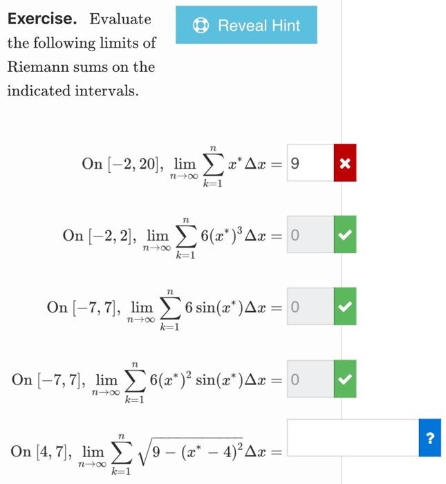Solved Reveal Hint Exercise. Evaluate the following limits | Chegg.com
