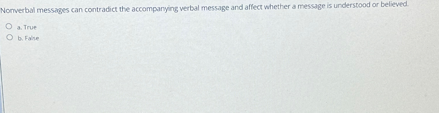 Solved Nonverbal messages can contradict the accompanying | Chegg.com