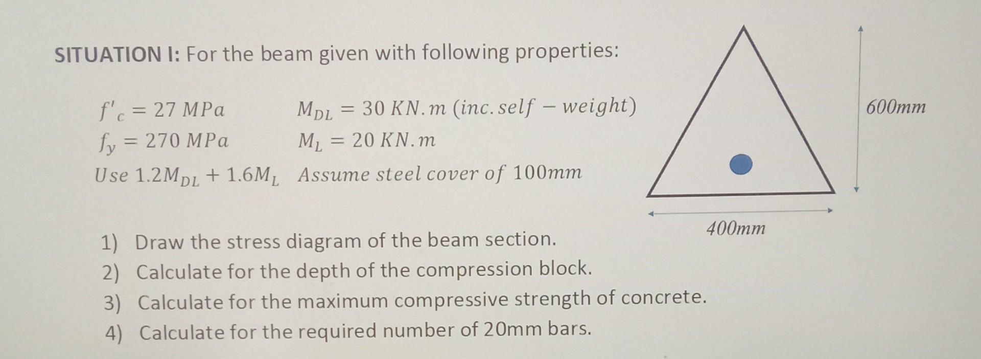 Solved SITUATION I: For the beam given with following | Chegg.com