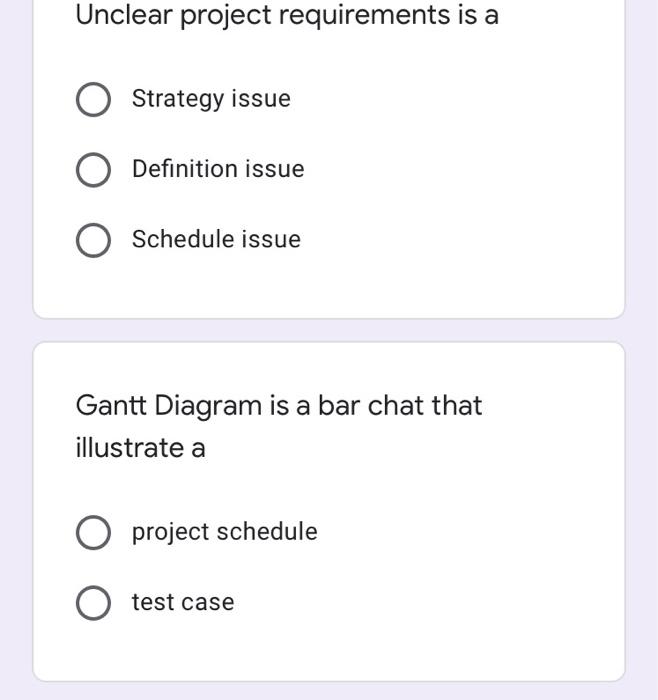 Solved Unclear project requirements is a Strategy issue | Chegg.com