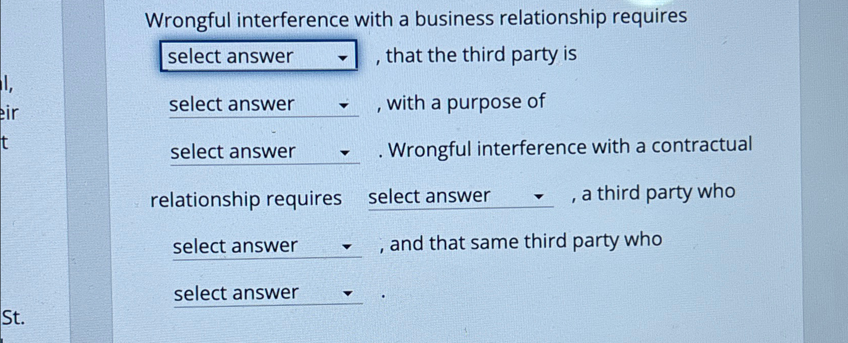 Solved Wrongful interference with a business relationship | Chegg.com