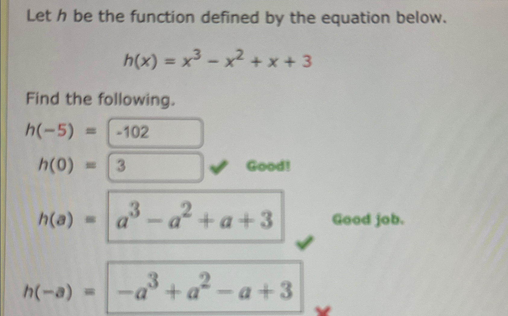 Solved Let h ﻿be the function defined by the equation | Chegg.com